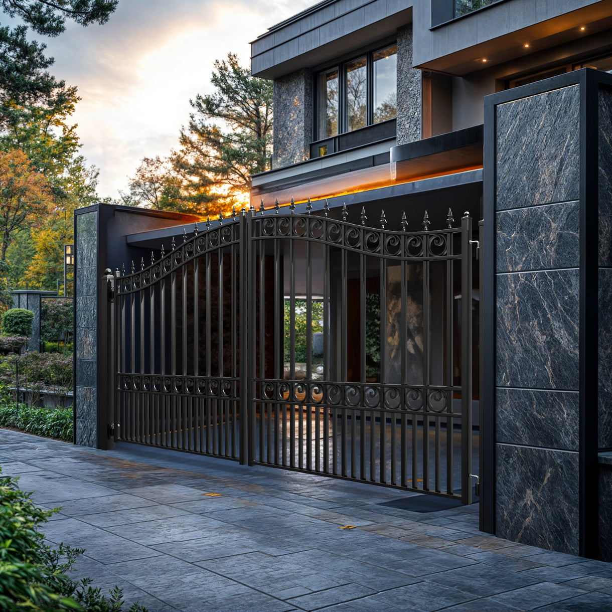 Zumi Dual Swing Driveway Gates | Stylish Iron Gates | Durable Hot-Dip ...