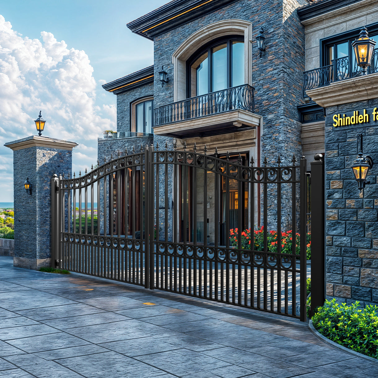 Zumi Dual Swing Driveway Gates | Stylish Iron Gates | Durable Hot-Dip ...