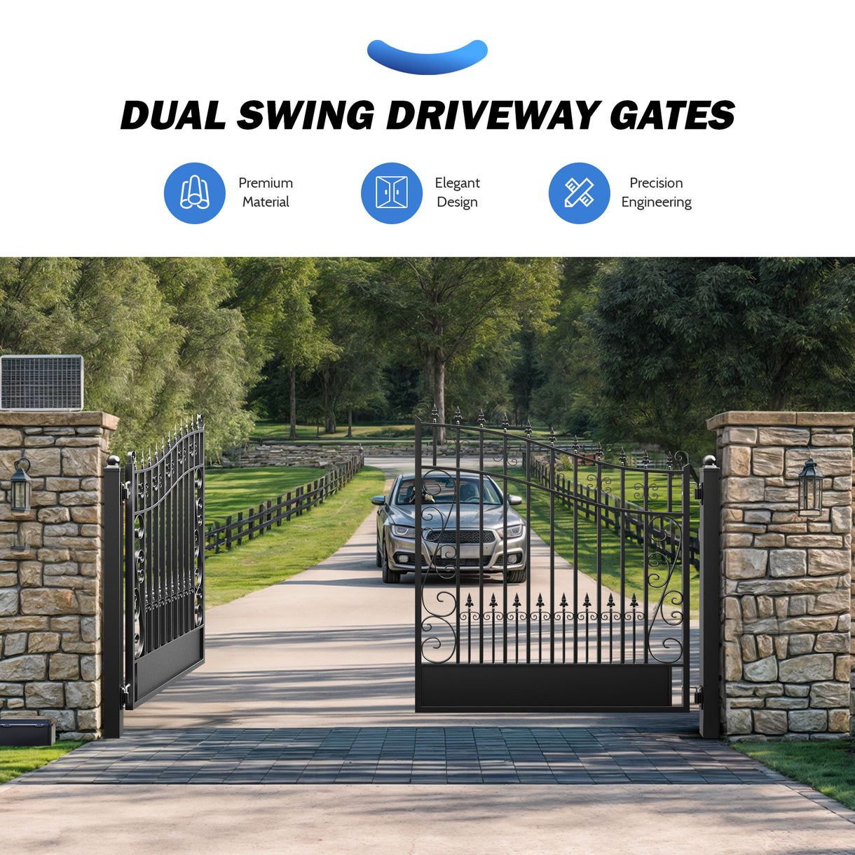 Zumi Dual Swing Driveway Gates | Iron Gates with Corrosion-Resistant ...